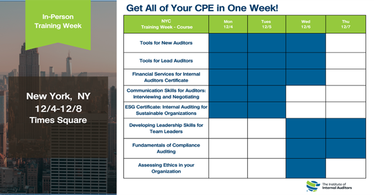 Internal Auditing Instructor-Led Training in New York | The IIA