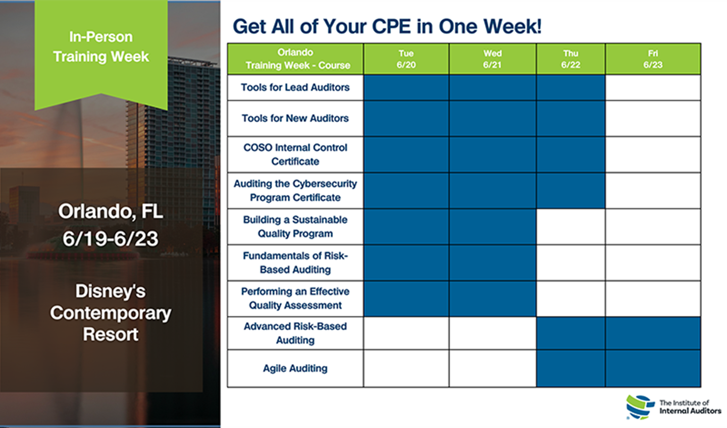 Internal Auditing Instructor-Led Training in Orlando | The IIA